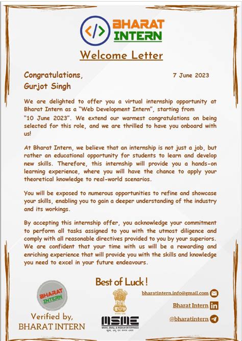 Gurjot Singh On Linkedin Intern Internship Webdevelopment Learning Bharatintern