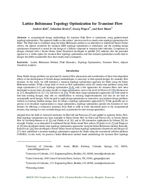 Pdf Lattice Boltzmann Topology Optimization For Transient Flow