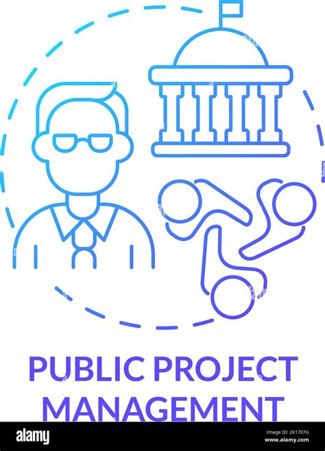 Public Project Management Blue Gradient Concept Icon Stock Vector Image