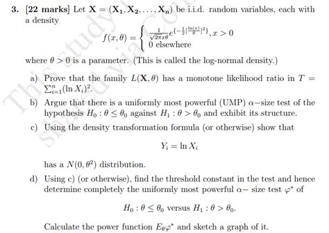 statistics sketching power function for a log normal density