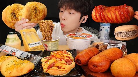 Asmr Mukbang 편의점 직접 만든 핫도그 치즈볼 핵불닭 김밥 피자 디저트 먹방 And 레시피 Fried Pizza