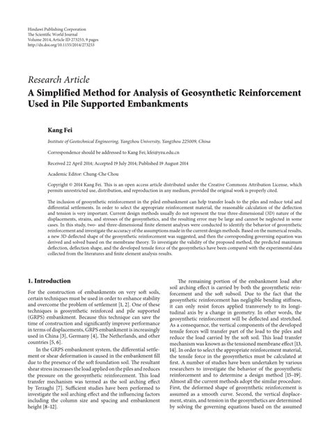 Pdf A Simplified Method For Analysis Of Geosynthetic Reinforcement Used In Pile Supported