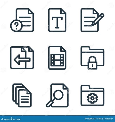 Document And Files Line Icons Linear Set Stock Vector Illustration