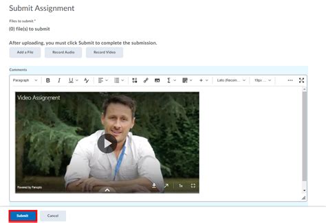 how to submit a video assignment in d2l