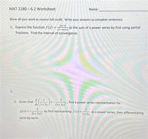 solved show all your work to receive full credit write your