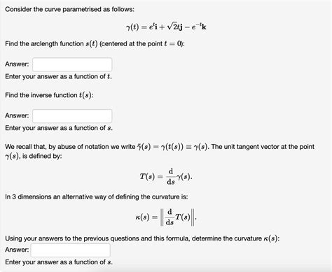 Solved Consider The Curve Parametrised As Follows