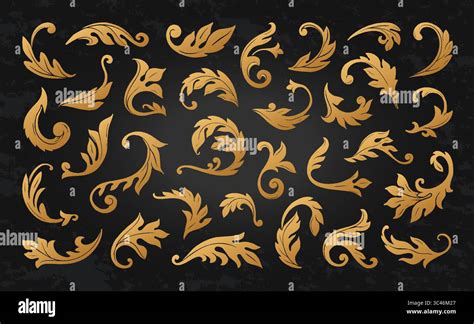 Filigree Ornament Gold Flourish Frame Corner Scroll And Swirl Curl Letter Engraving Elegant