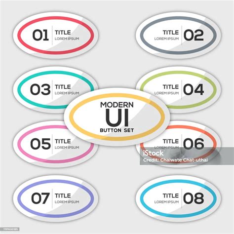 modern user interface ellipse button set stock illustration download