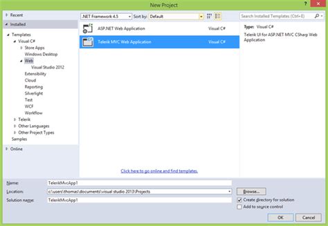 Understanding The Options For A New Telerik ASP NET MVC Proj