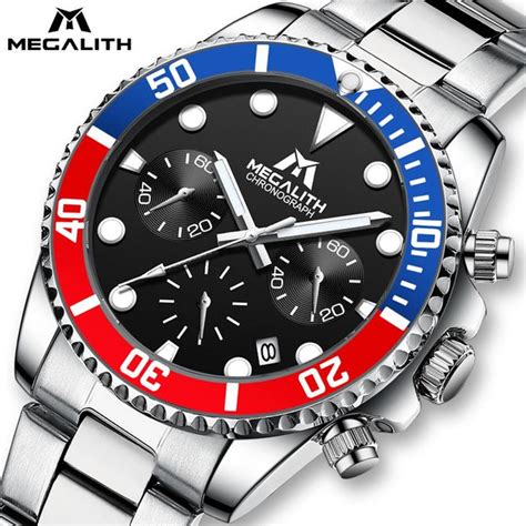 MEGALITH Watch Men Waterproof Chronograph Analog Quartz Wrist Watch ...