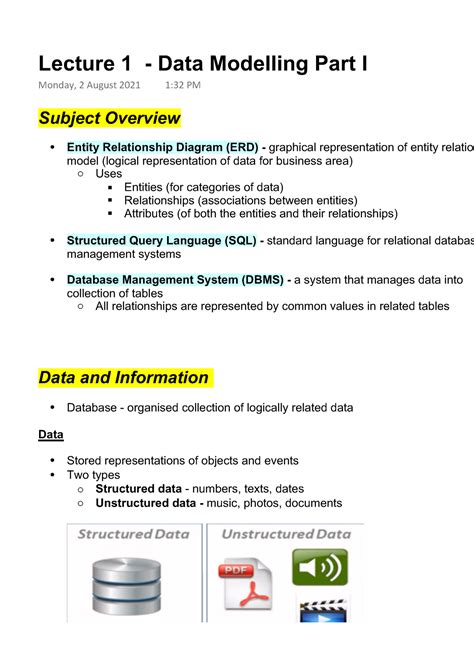 Lecture 1 Data Modelling 031271 Studocu