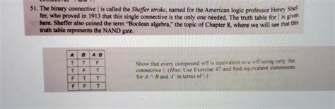 Solved 51 The Binary Connective Is Called The Sheffer