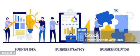 작은 사람들과 비즈니스 아이디어 전략 및 솔루션 개념 비즈니스 계획 추상 벡터 일러스트레이션 집합입니다 회사 성취 문제 해결 의사 결정 효과적인 성과 은유 개념에 대한 스톡