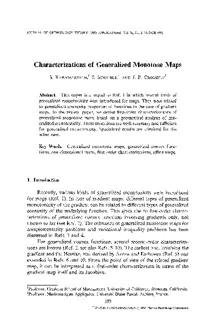 Pdf Characterizations Of Generalized Monotone Maps