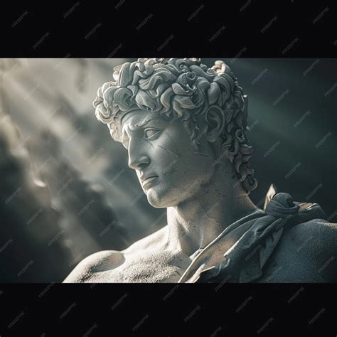 Stoic Marble Statue Illuminated By Radiant Light A Colossal Tribute To