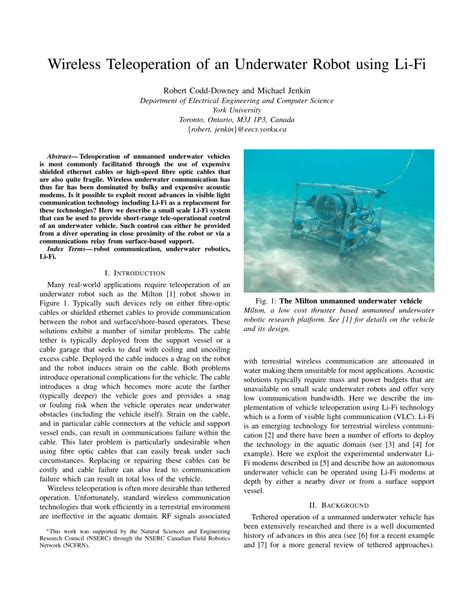 Pdf Wireless Teleoperation Of An Underwater Robot Using Li Fi
