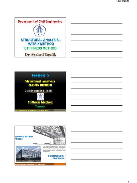 Session 5 Print Version Stiffness Method Truss Analysis Matrix Pdf Structural Analysis