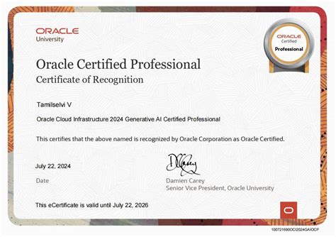 Oraclecertified Generativeai Cloudinfrastructure Badgeachieved Tamilselvi V