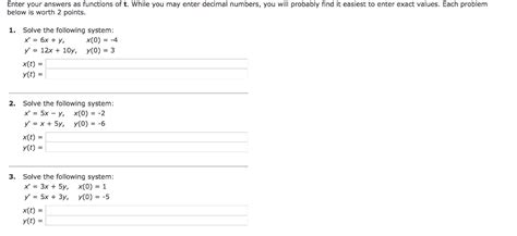 Solved Differential Equations First Order Linear Systems