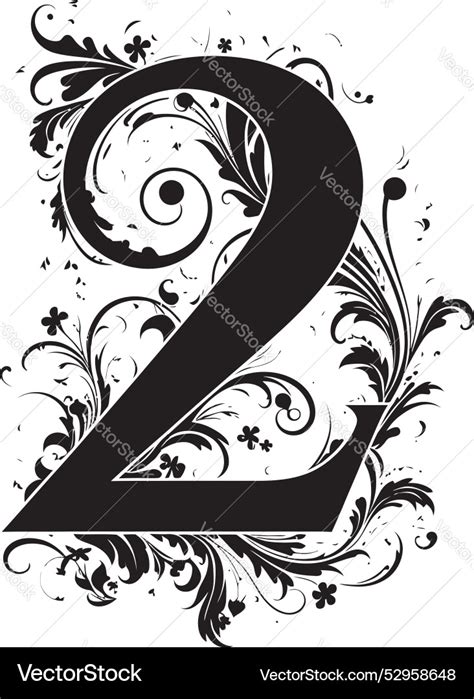 Charming Cursive Stylish Letter 2 Decor Font Vector Image