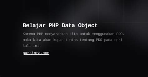 Belajar Php Data Object