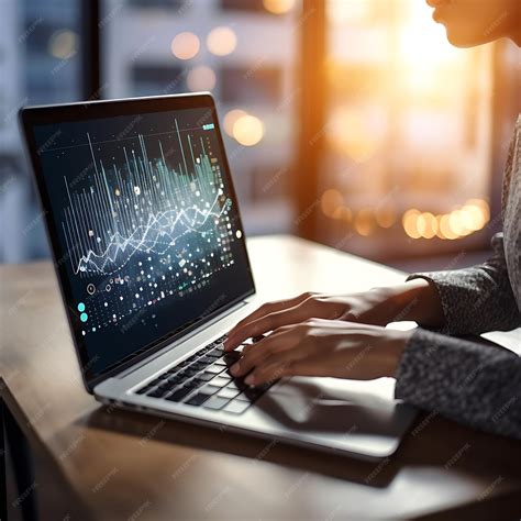 Premium Ai Image Close Up Of Businessman Hands While Typing On Laptop With Shining Background