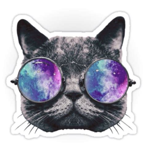 Cat Galaxy Glasses Hipster Stickers Cat Stickers Tumblr Stickers