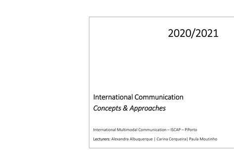 1 International Communication International Communication Concepts