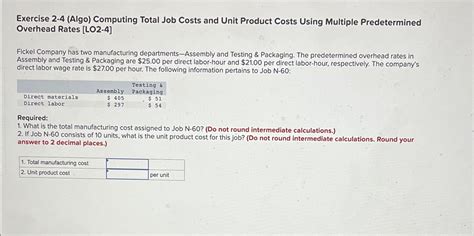 solved exercise 2 4 algo ﻿computing total job costs and
