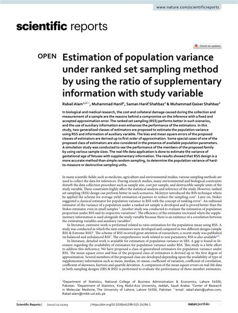 Pdf Estimation Of Population Variance Under Ranked Set Sampling Method By Using The Ratio Of