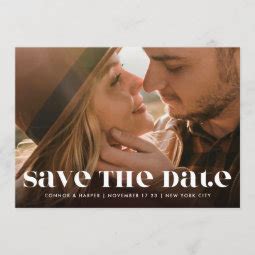 Premium Bold Modern QR CODE Text Two Photo Save The Date Zazzle