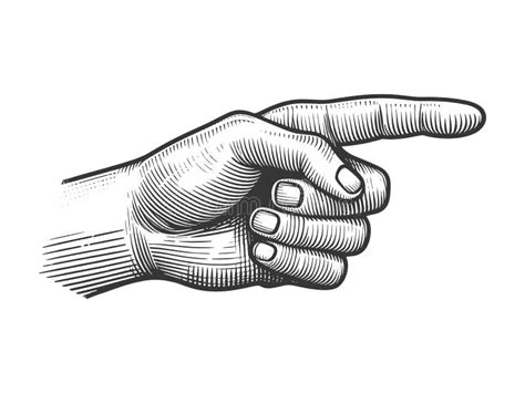 Hand Pointer With Index Finger Sketch Raster Stock Illustration Illustration Of Artwork Point