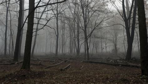 A Forest With Dead Trees And A Dead Log In The Middle Premium Ai