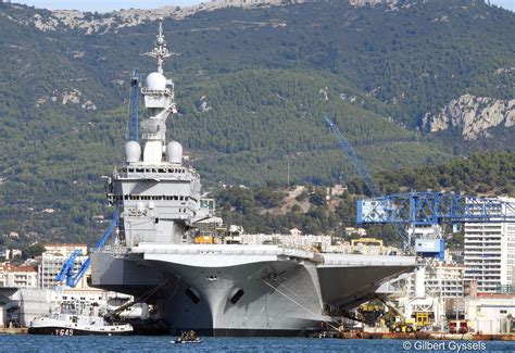 Charles De Gaulle R91 Aircraft Carrier Leaving The Dry Dock At Toulon