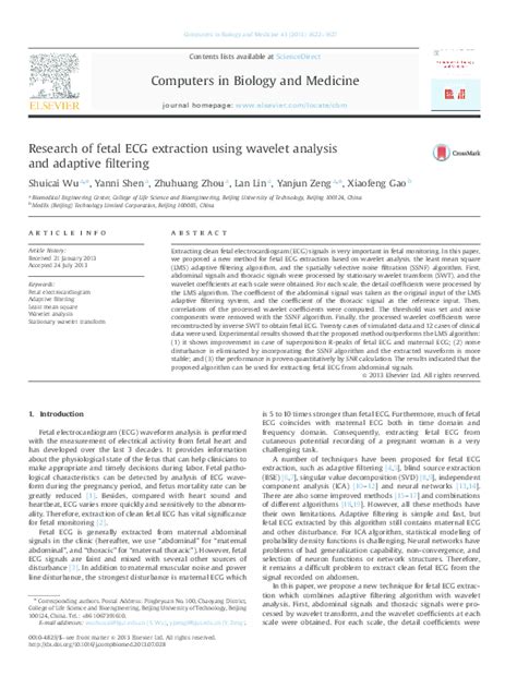 Pdf Research Of Fetal Ecg Extraction Using Wavelet Analysis And