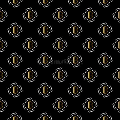 Bitcoin With Arrows Vector Crypto Currency Round Seamless Pattern In Thin Line Style Stock
