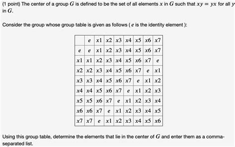 Solved Point The Center Of A Group G Is Defined To Be Chegg