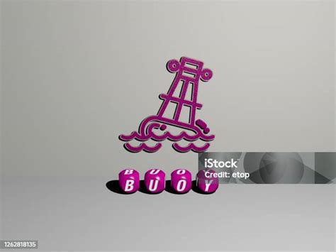 부표의 3d 그래픽 이미지는 개념 프리젠 테이션 및 슬라이드 쇼에 탁월한 상단 관점에서 금속 입방 문자로 만든 텍스트와 함께 수직으로 합니다 일러스트 및 배경 0명에 대한