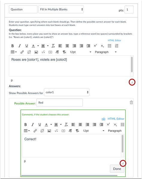 how do i create a fill in multiple blanks quiz question bearface