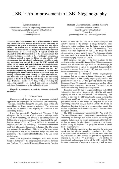 Pdf Lsb An Improvement To Lsb Steganography