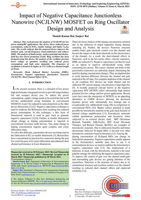 Pdf Impact Of Negative Capacitance Junctionless Nanowire Ncjlnw
