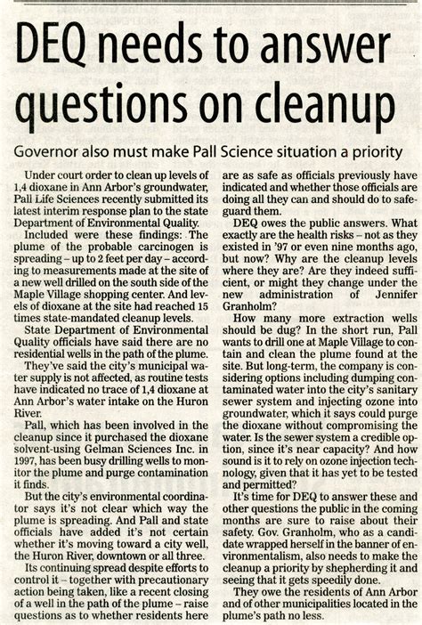 Deq Needs To Answer Questions On Cleanup Ann Arbor District Library