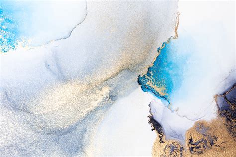 종이에 그려진 대리석 액체 잉크 아트 그림의 럭셔리 블루 추상적인 배경 고품질 종이 질감에 원본 작품 수채화 알코올 잉크 페인트의 이미지 0명에 대한 스톡 사진 및 기타