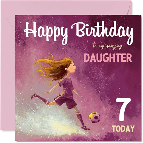 7th Birthday Cards For Daughter Football Girl Happy Birthday Card