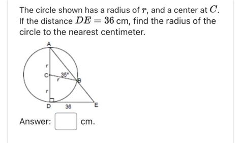 Solved The Circle Shown Has A Radius Of R And A Center At Chegg