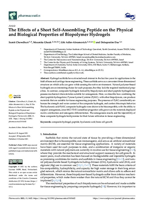 Pdf The Effects Of A Short Self Assembling Peptide On The Physical And Biological Properties