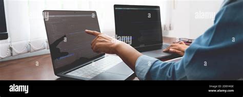 software developer or programmer working data debugging improvement
