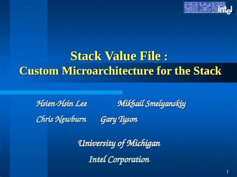 Ppt Stack Value File Custom Microarchitecture For The Stack