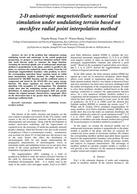 Pdf 2 D Anisotropic Magnetotelluric Numerical Simulation Under Undulating Terrain Based On