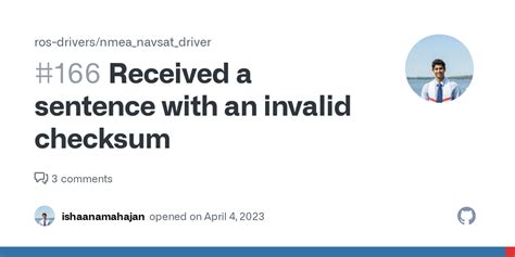 Received A Sentence With An Invalid Checksum · Issue 166 · Ros Drivers
